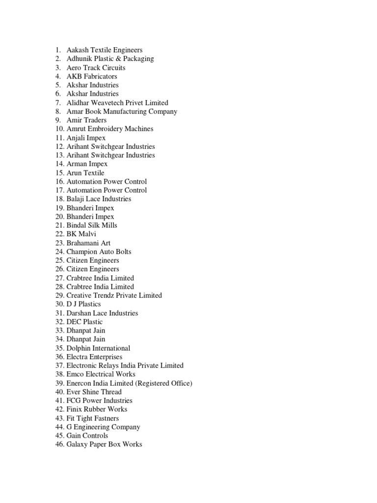 Surat GIDC Company List | PDF | Plastic | Materials