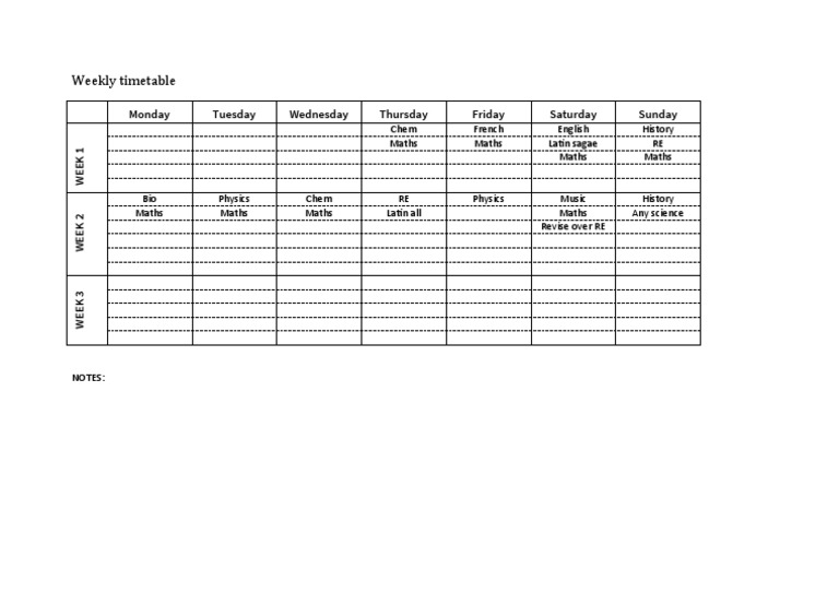 Weekly Study Timetable | PDF