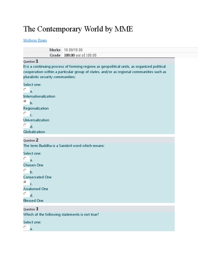 The Contemporary World Midterm Exam | PDF The Contemporary World Midterm Exam | PDF