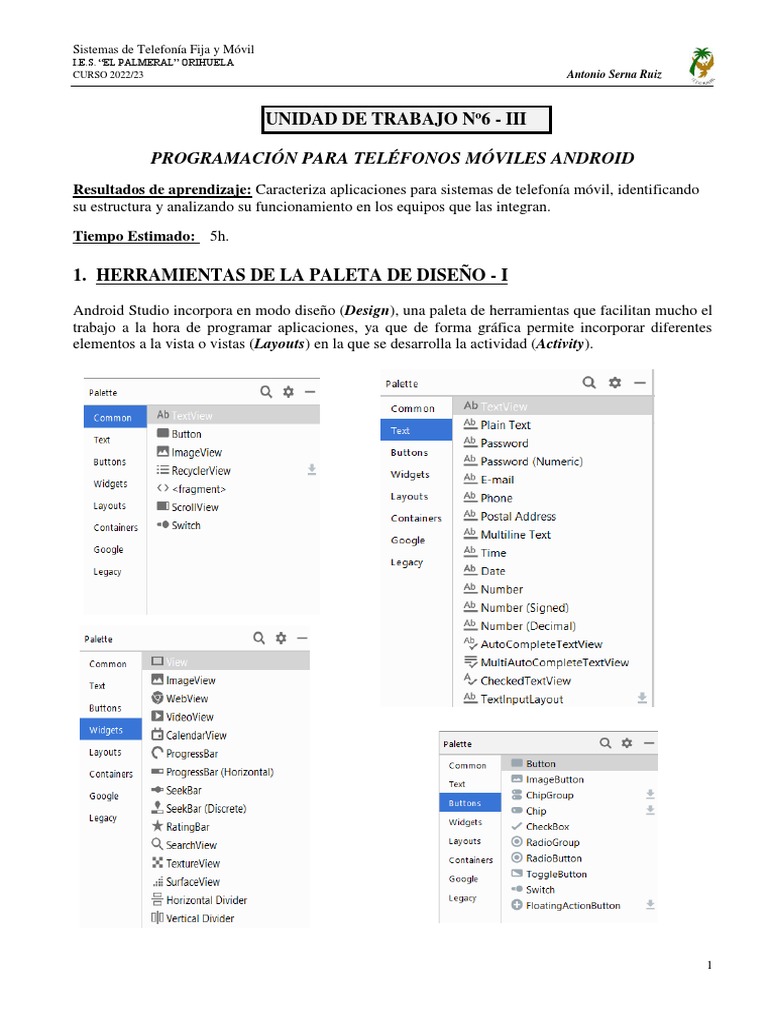 6 - 3 - Android Studio - Herramientas de La Paleta - I | PDF | Java (lenguaje de programación ...