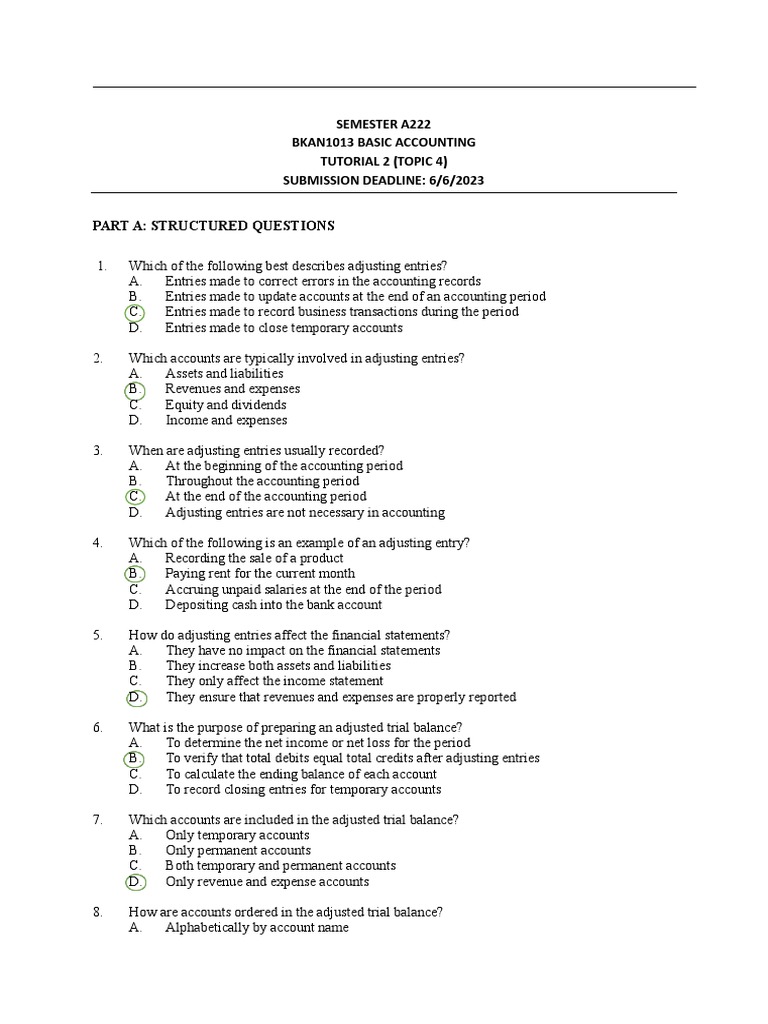 A222 Tutorial 2Q | PDF | Debits And Credits | Money