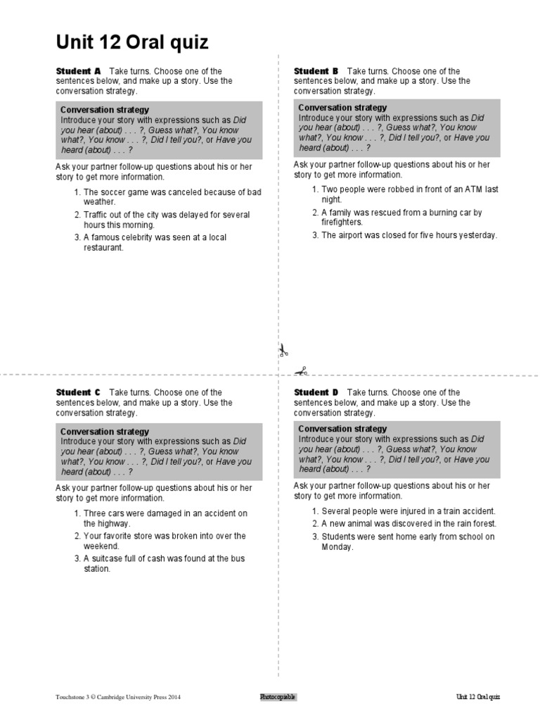 Unit 12 Oral Quiz: Conversation Strategy Conversation Strategy | PDF