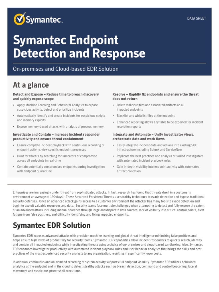 Symantec Endpoint Detection and Response | PDF | Security | Computer ...