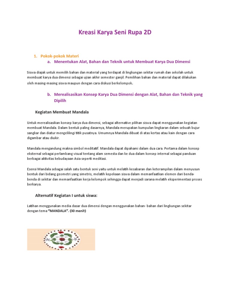 Materi Dan Tugas 5 Seni Rupa | PDF