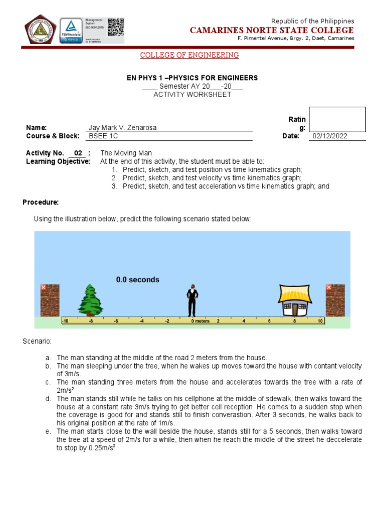 02 Kinematics Moving Zenarosa Jay Mark BSEE 1C | PDF