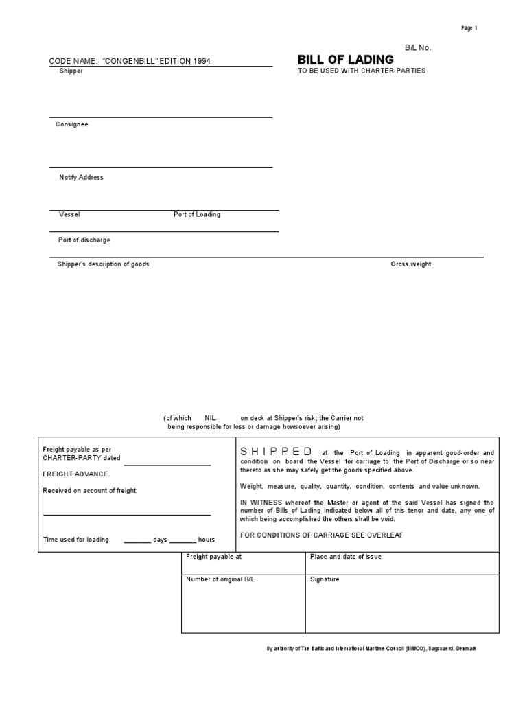 Bol Sample | PDF | Cargo | Bill Of Lading