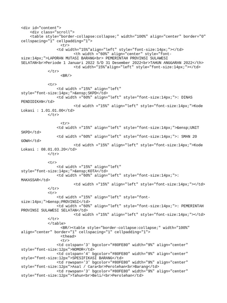 Laporan Mutasi Barang (Kompilasi) | PDF