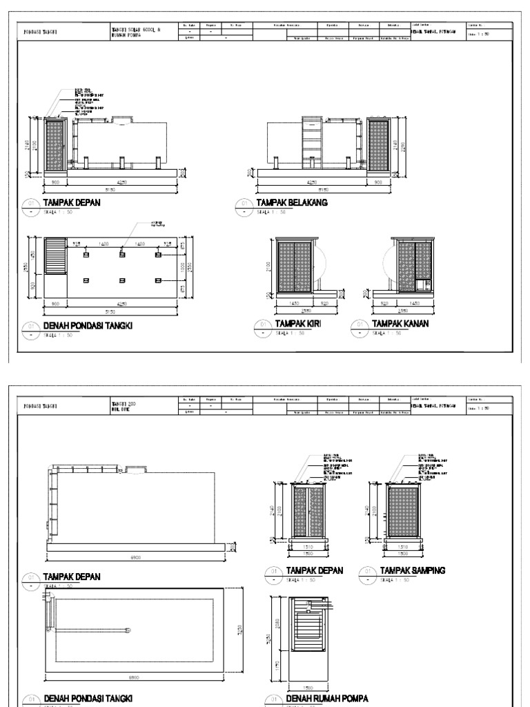 Pondasi Tangki Dan Rumah Pompa | PDF