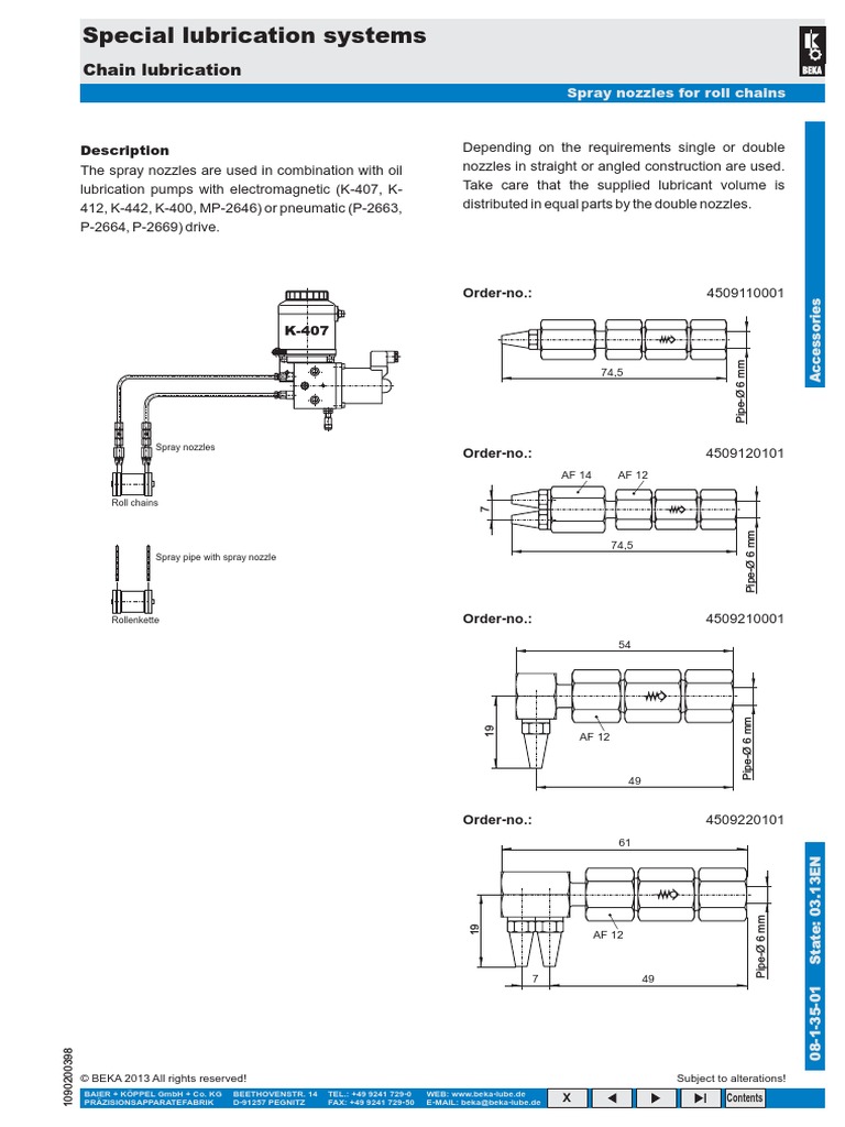 08 Spray Nozzles Chain Lubrication | PDF | Manufactured Goods | Materials