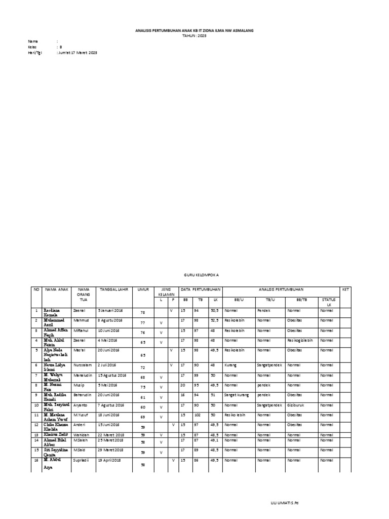 1.1. Contih Form DDTK | PDF