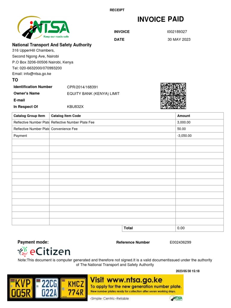 Ntsa Receipt | PDF