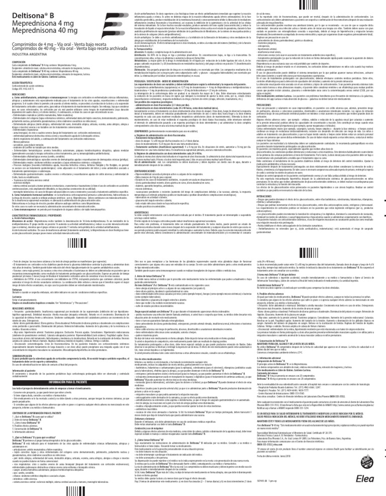 Deltisona® B: Meprednisona 4 MG Meprednisona 40 MG | PDF