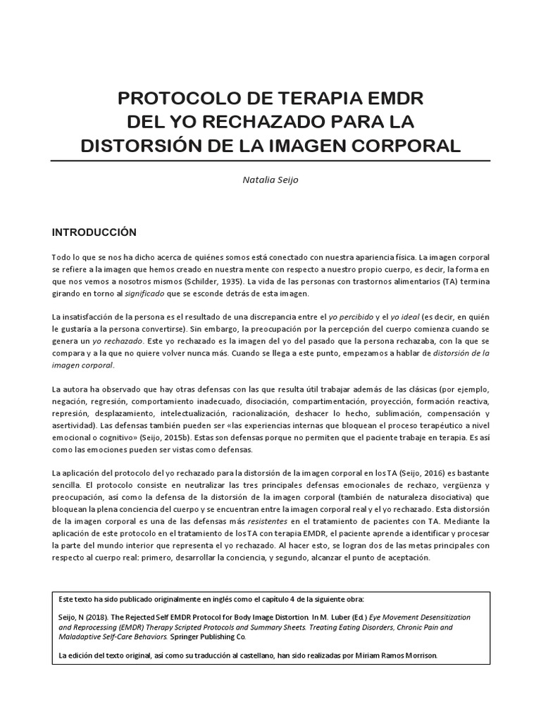 Protocolo Yo Rechazado | PDF | Desensibilización y reprocesamiento por movimientos oculares ...