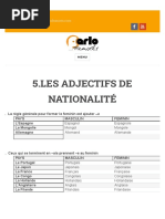 Les Adjectifs de Nationalité | PDF