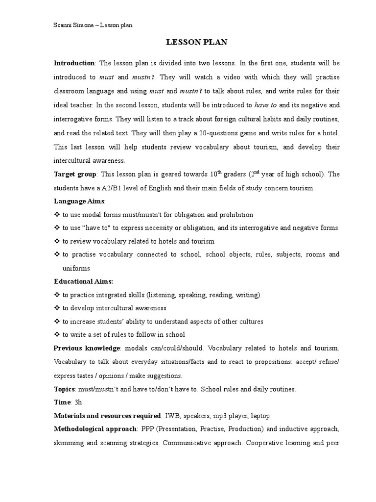 Must Musnt Have To Lesson Plan Activities Promoting Classroom Dynamics ...