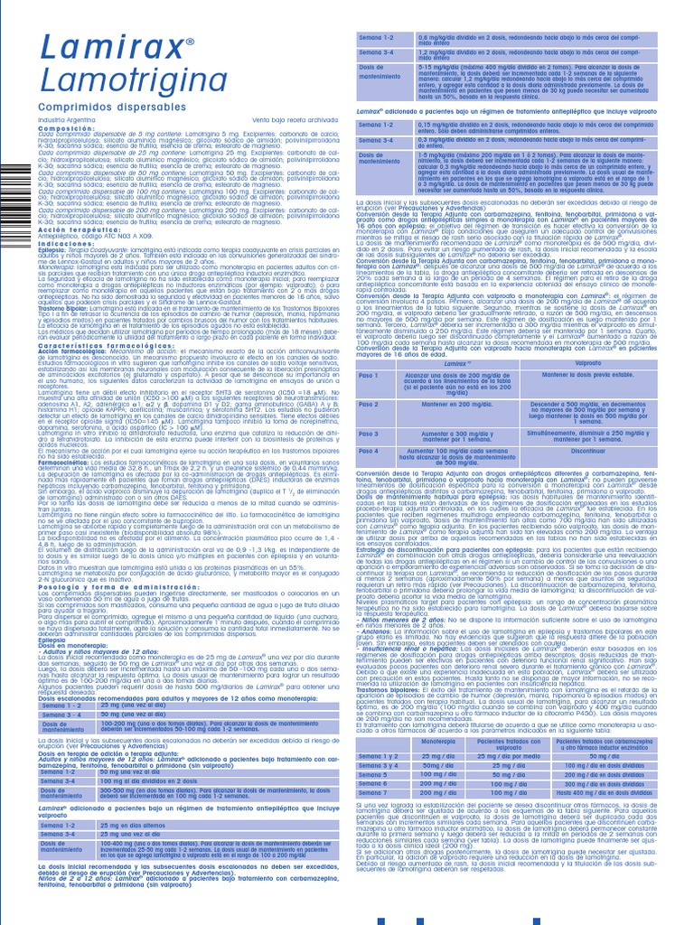 Lamirax Lamotrigina: Comprimidos Dispersables | PDF