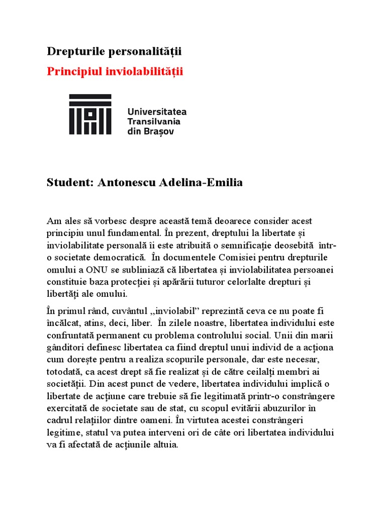 Principiul Inviolabilităţii. DR Pers | PDF