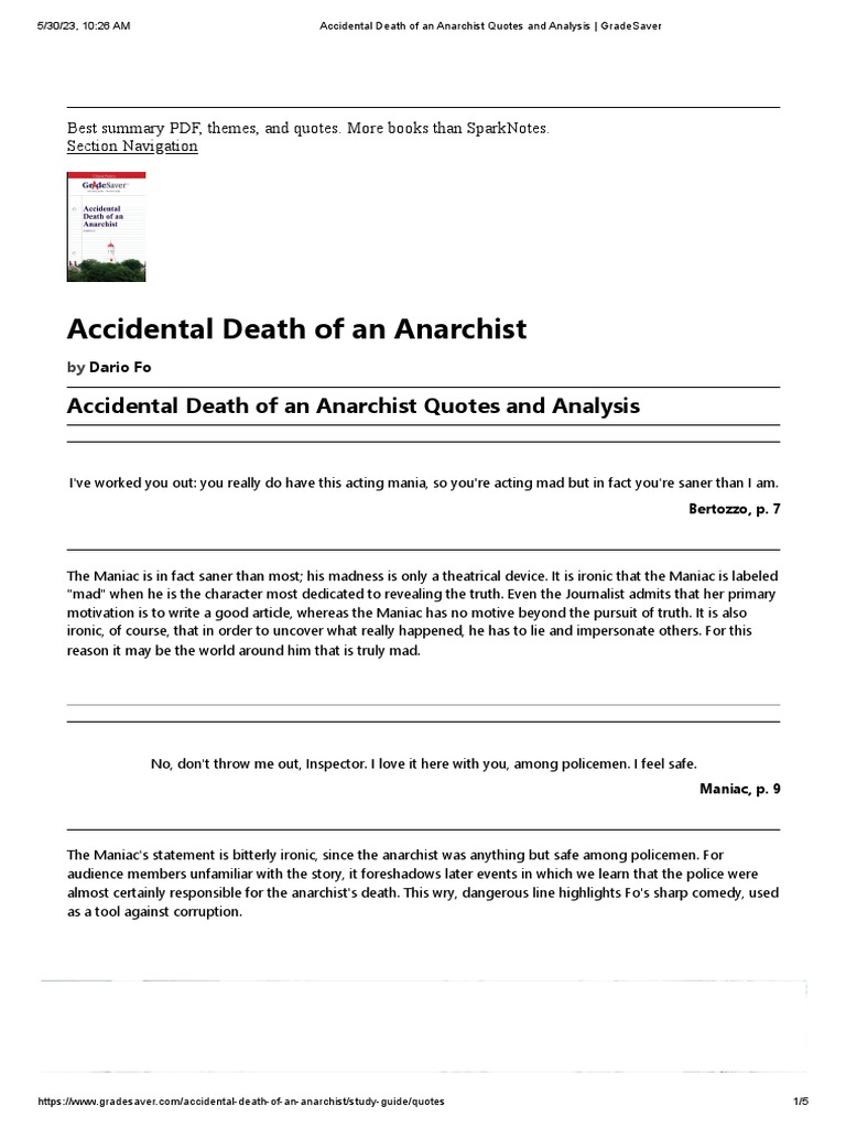 Accidental Death of An Anarchist Quotes and Analysis | PDF