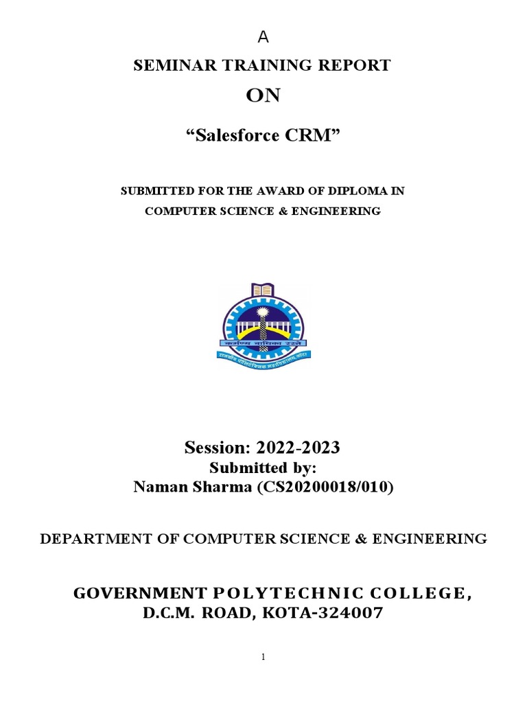 Seminar Report - Naman Sharma | PDF | Customer Relationship Management | Sales