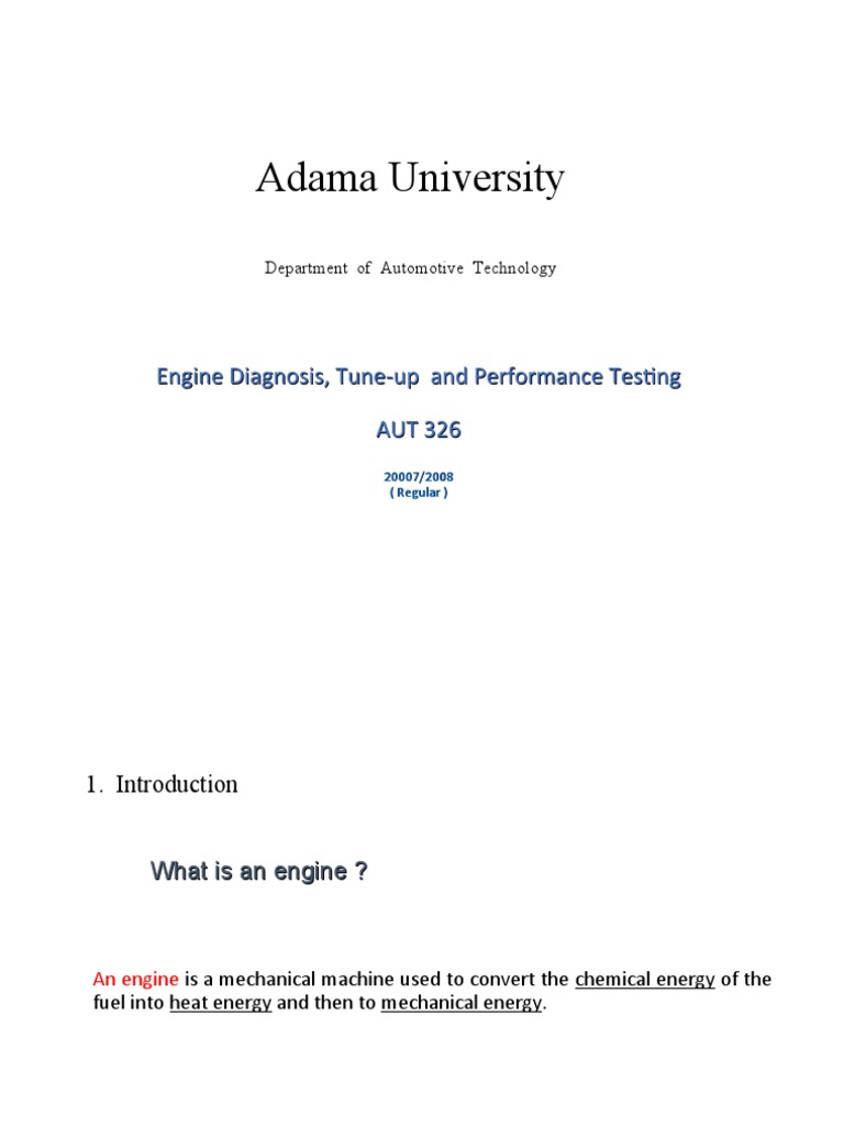 Engine Tune-Up and Performance Testing | PDF | Internal Combustion ...