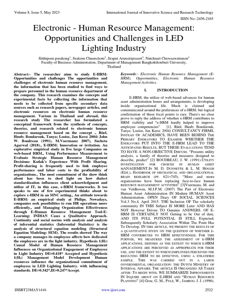 Electronic - Human Resource Management Opportunities and Challenges in ...