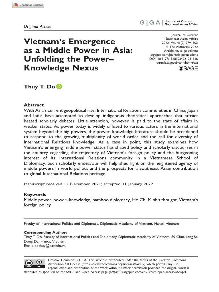 Vietnam - Middle Power in Asia | PDF | Vietnam | China