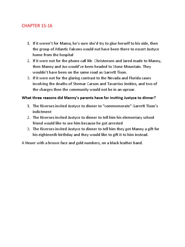 Chapter 15-16 Summary of Dear Martin | PDF | Mystery, Thriller & Crime ...