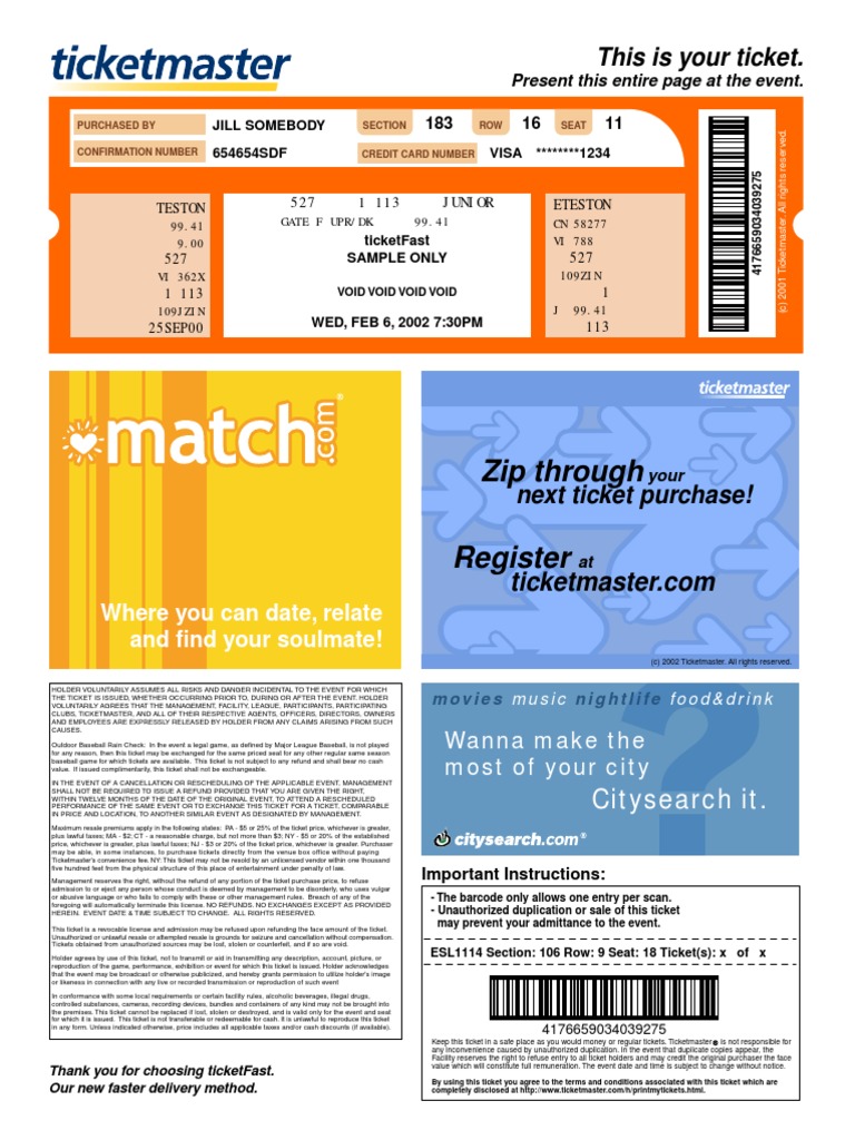 Ticket Sample | PDF | Ticket (Admission) | Justice