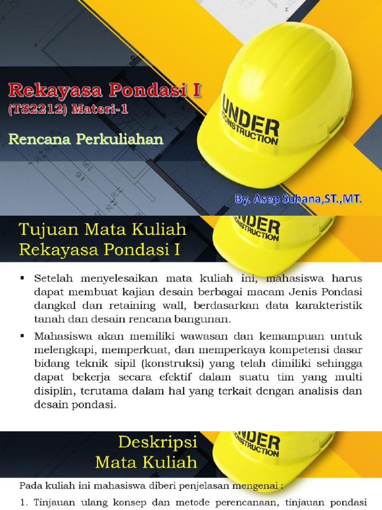 Rencana Perkuliahan Rekayasa Pondasi 1 | PDF