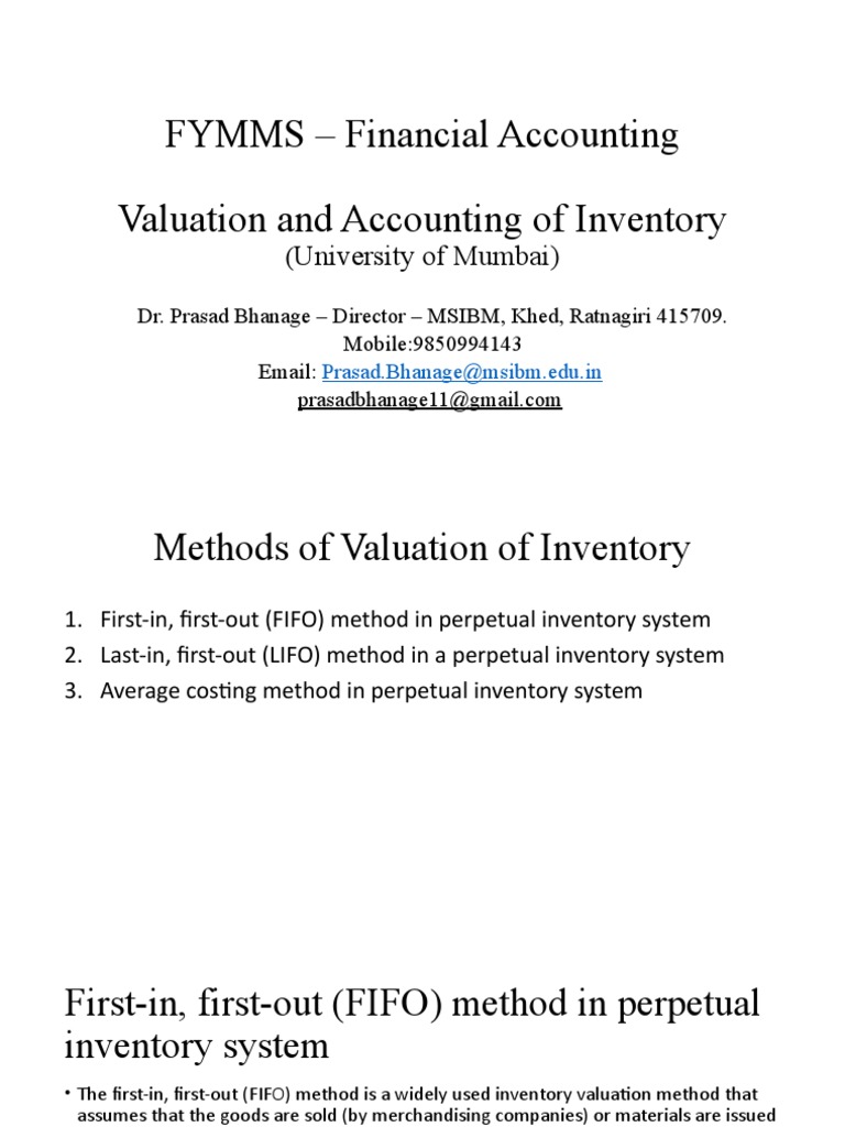 FIFO and LIFO Inventory Valuation Methods | PDF | Cost Of Goods Sold ...