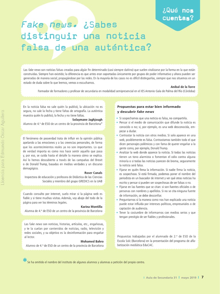 Fake News Sabes Distinguir Una Noticia Falsa de Una Autentica ...