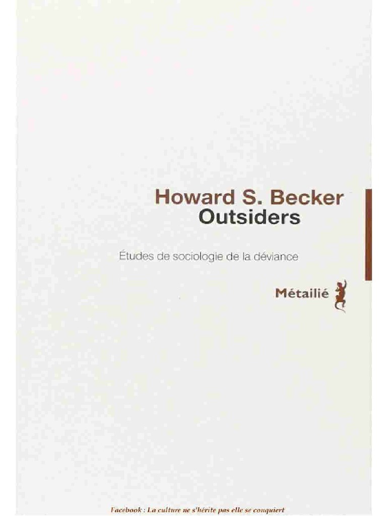 Howard S. Becker - Outsiders - Etudes de Sociologie de La Déviance. | PDF