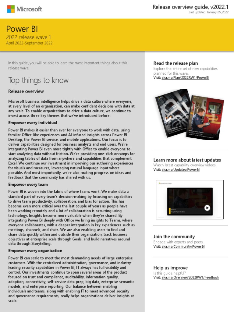 2022RW1 - Power BI - Overview Guide | PDF | Business Intelligence | Big Data