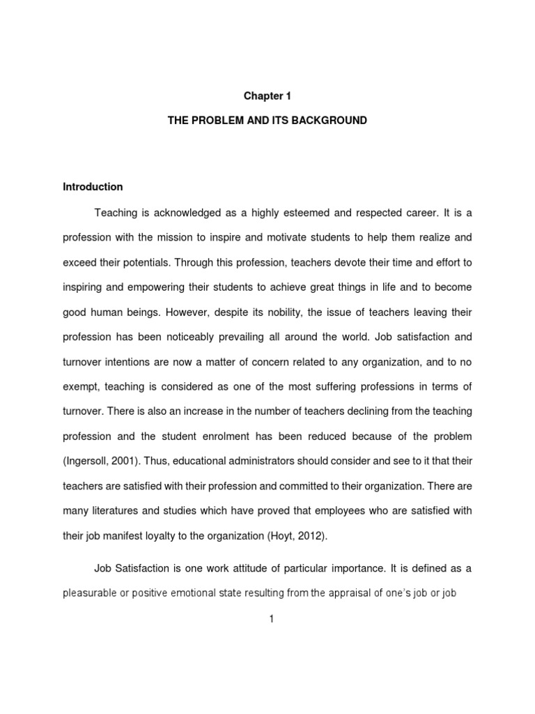 Sample Introduction - Background of The Study | PDF | Job Satisfaction ...