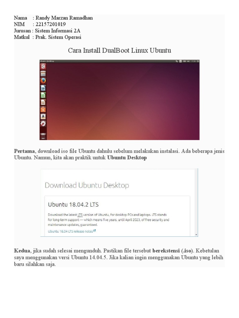 Cara Install DualBoot Linux Ubuntu | PDF