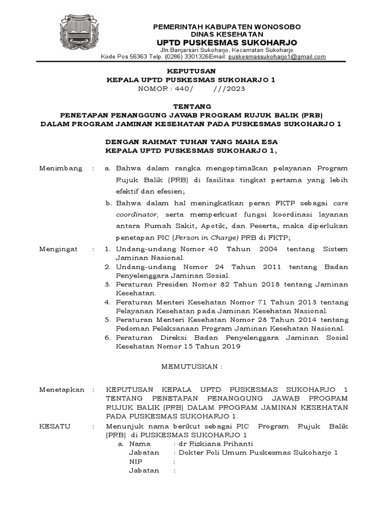 SK Pasien Rujuk Balik | PDF