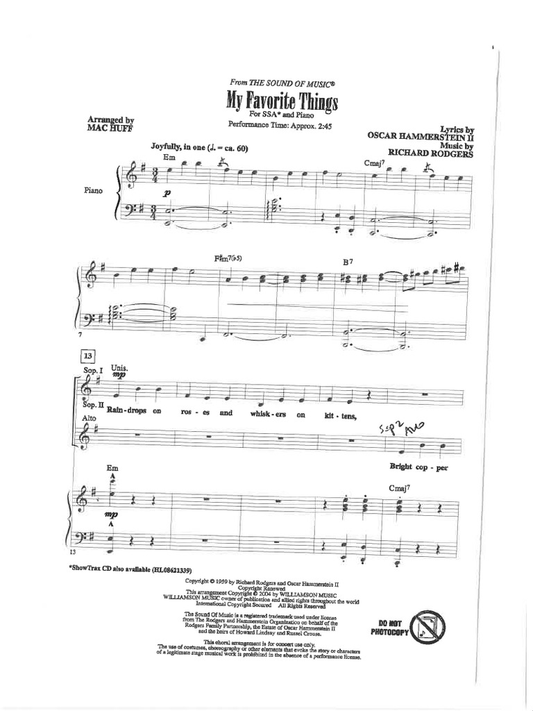 My Favourite Things Sheet Music | PDF
