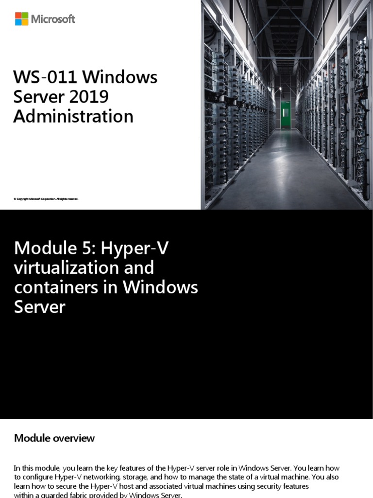 WS-011 Windows Server 2019 Administration | PDF | Hyper V | Virtual Machine