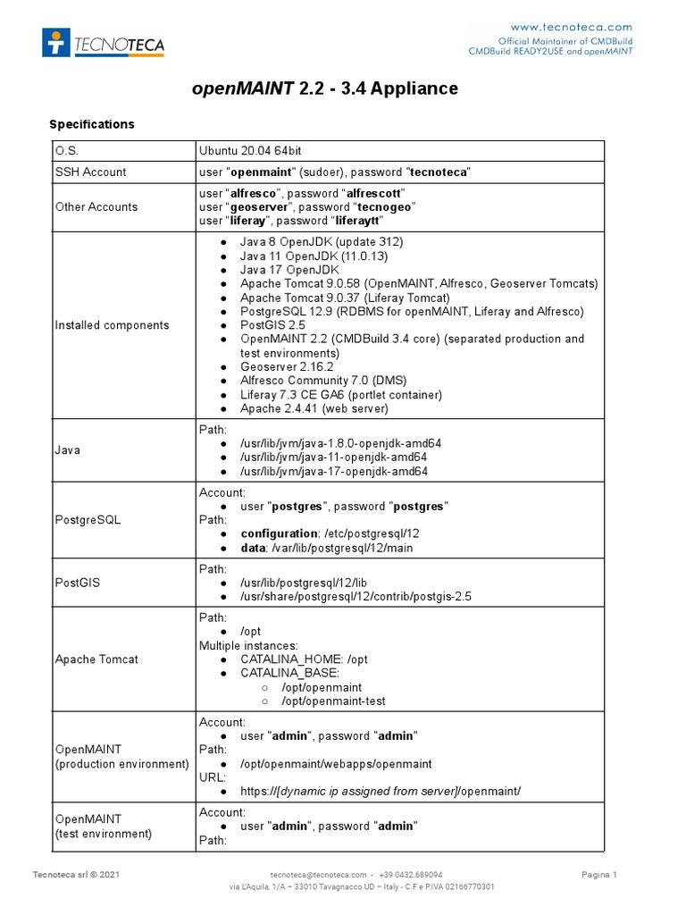 openMAINT 2.2 - 3.4 Appliance | PDF