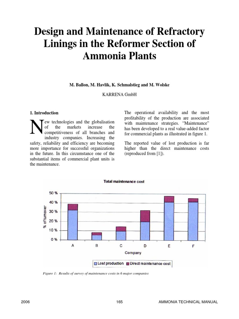 Design and Maintenance of Refractory Linings in The Reformer Section of ...