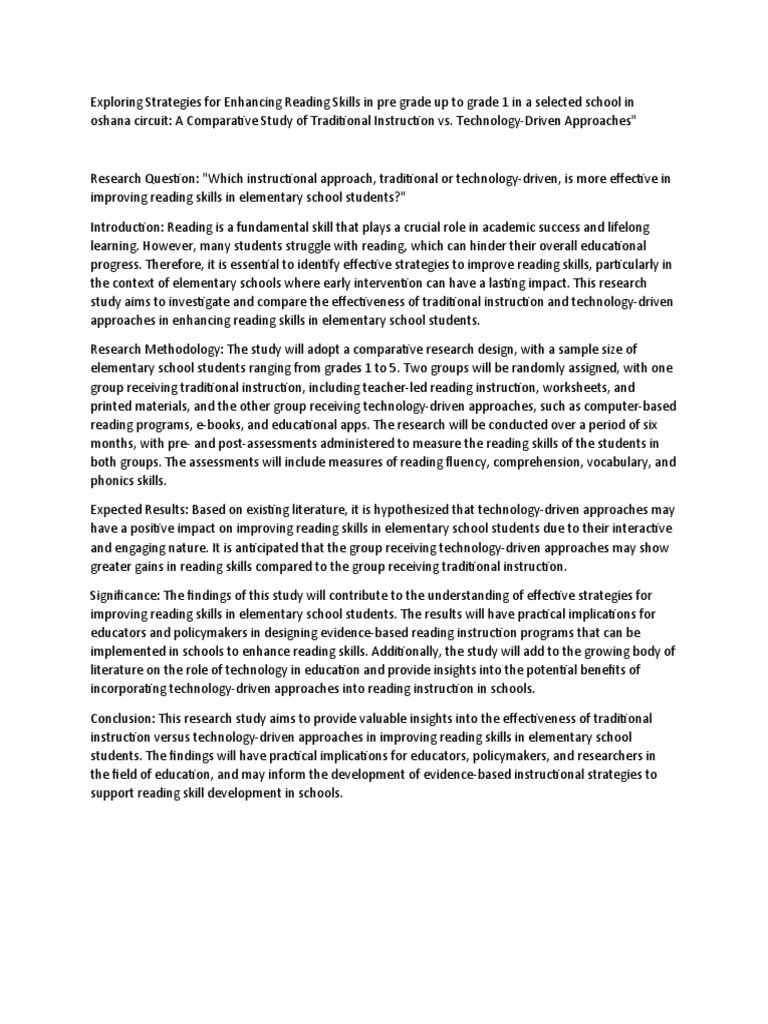 Exploring Strategies For Enhancing Reading Skills in Pre Grade Up To ...