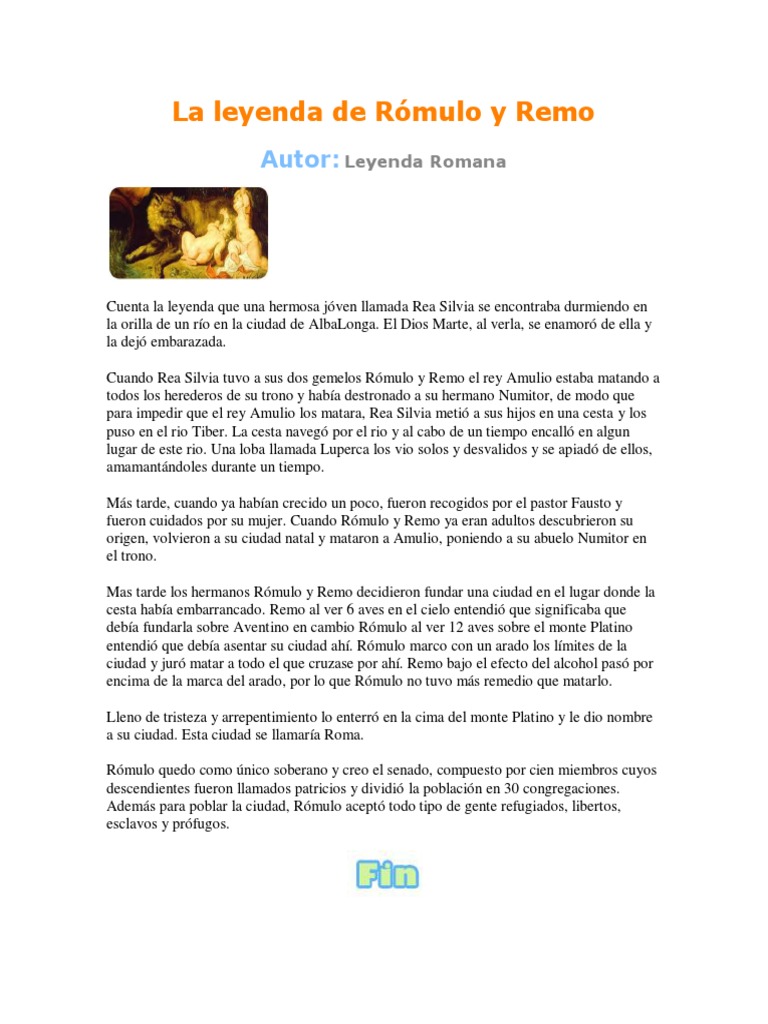 La Leyenda de Rómulo y Remo | PDF | Clásicos