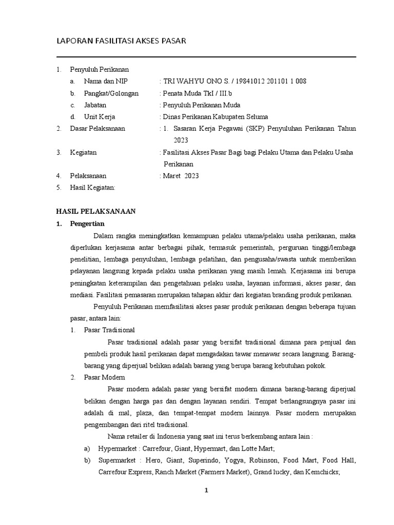 Laporan Akses Pasar TRI WAHYU ONO S | PDF