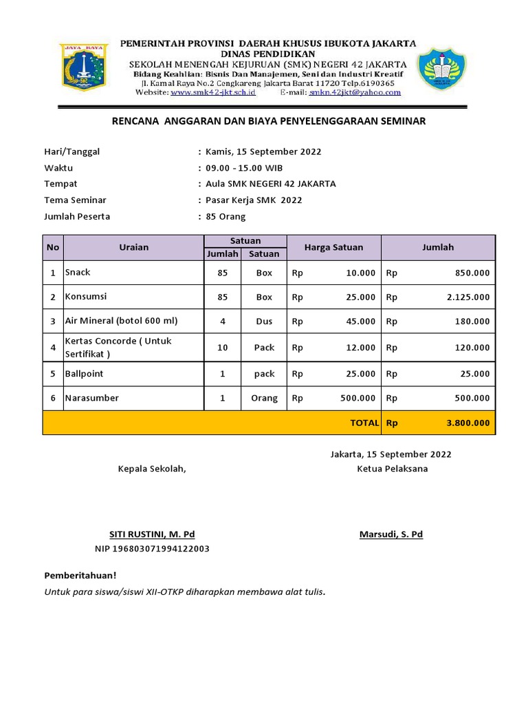 RAB Seminar Pasar Kerja SMK 2022 | PDF