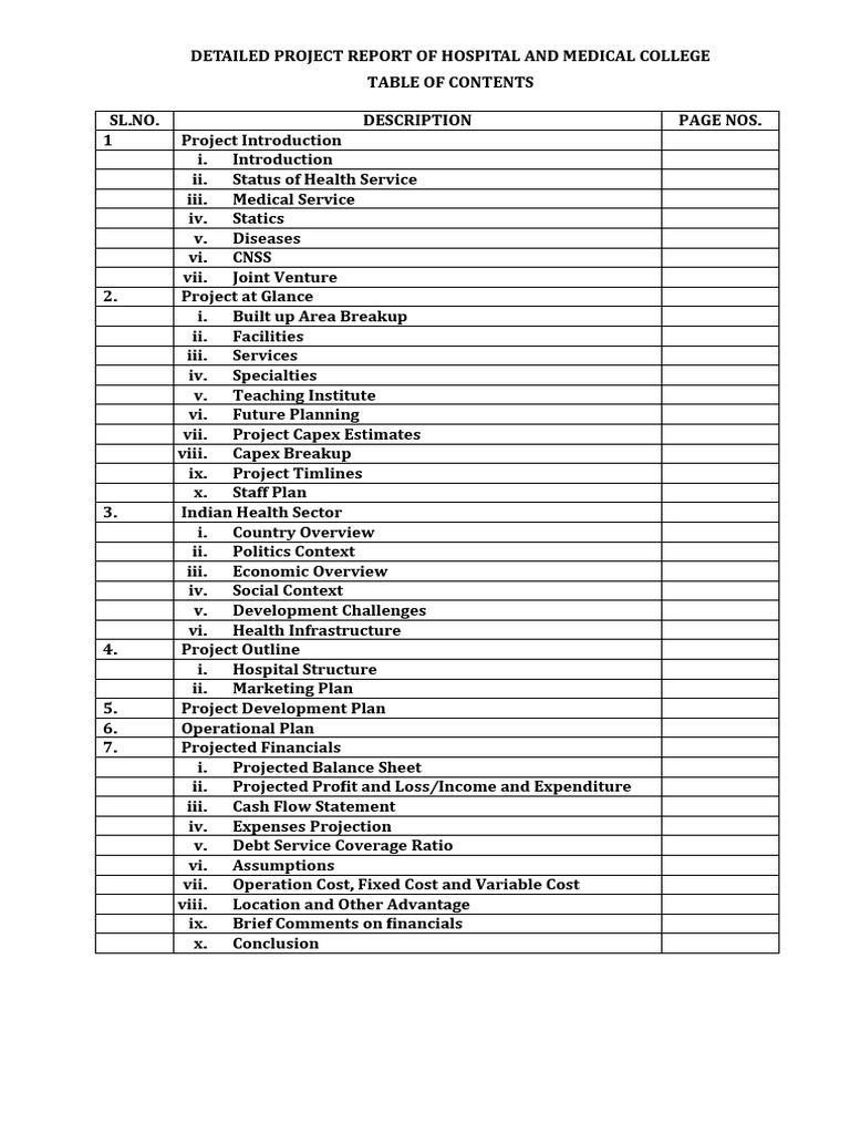 Detailed Project Report of Hospital and Medical College | PDF