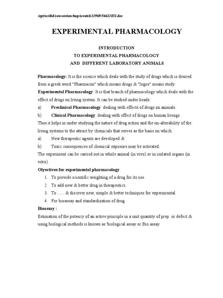 Experimental Pharmacology | PDF | Cornea | Pharmacology
