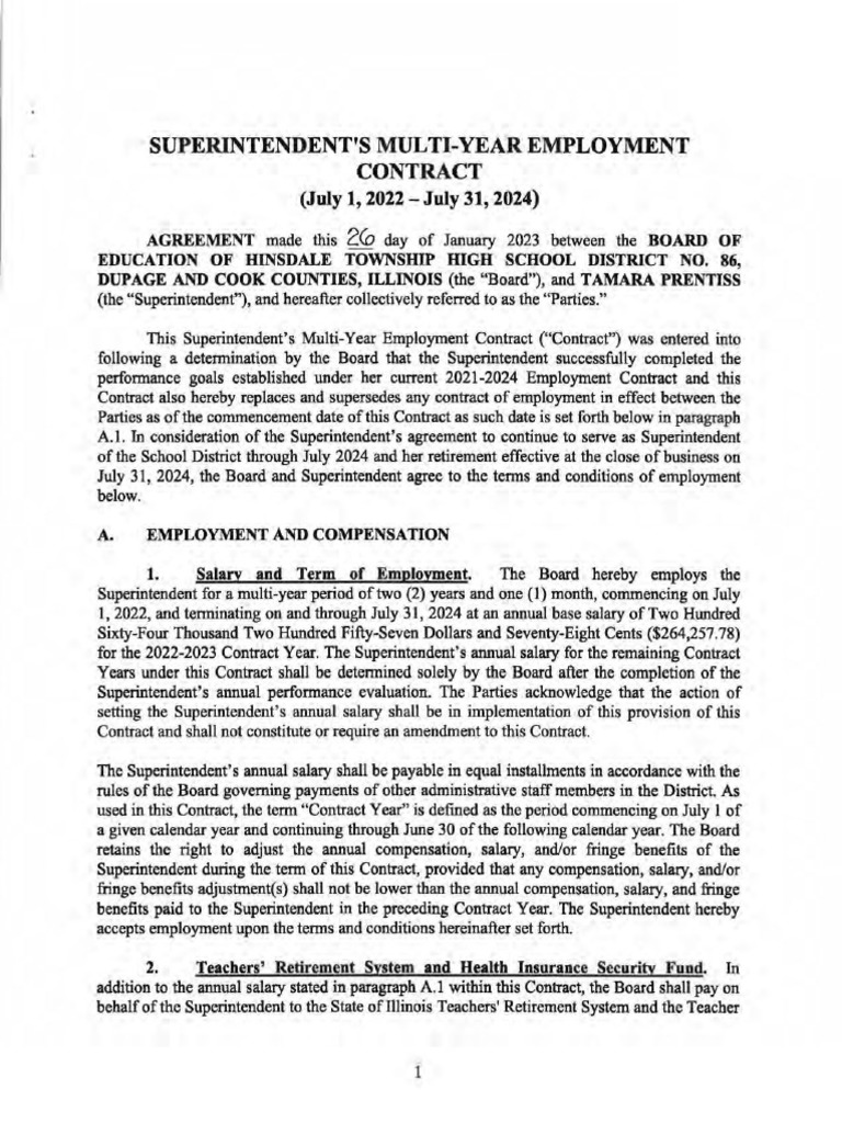 Superintendent Tammy Prentiss Contract | PDF
