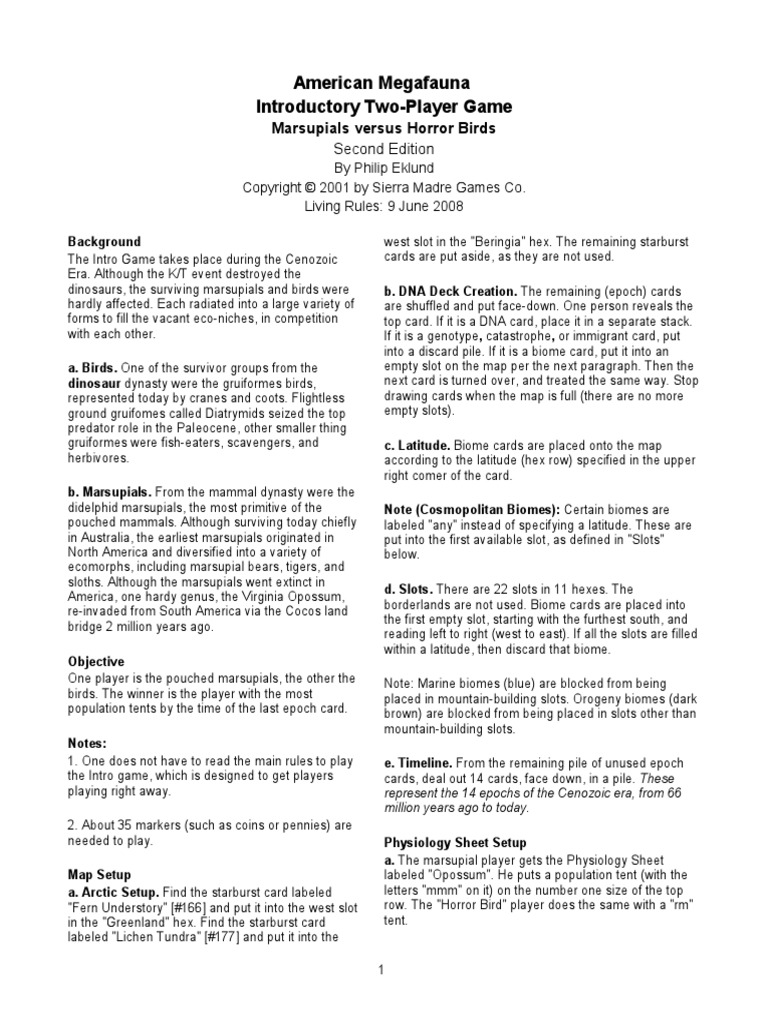 AMF Intro Rules - June 2008 | PDF | Marsupials