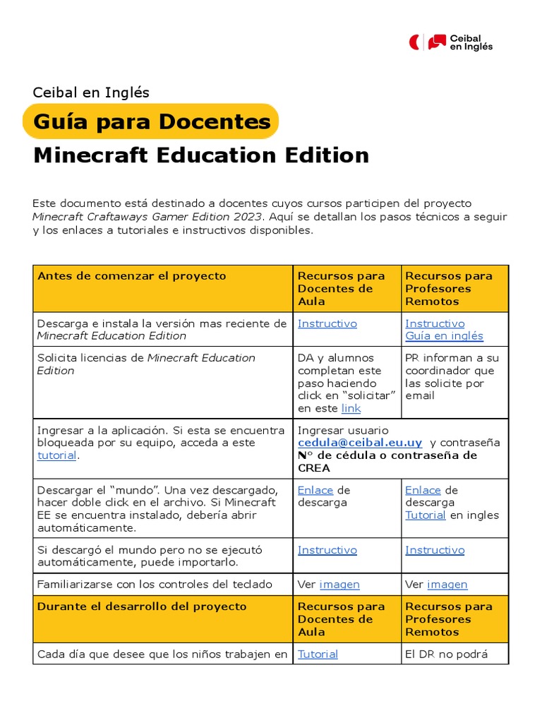 2023 Guia para Docentes - Minecraft Education Edition | PDF | Minecraft ...