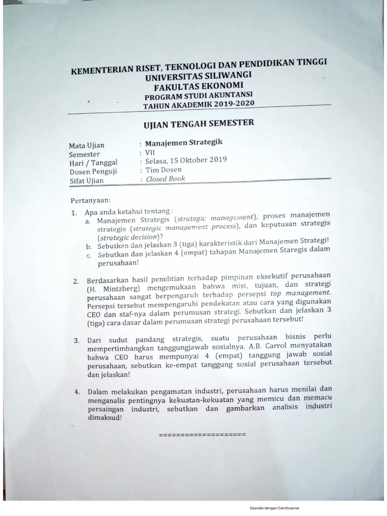 Smstr5 - Bank Soal UTS - 2020 | PDF